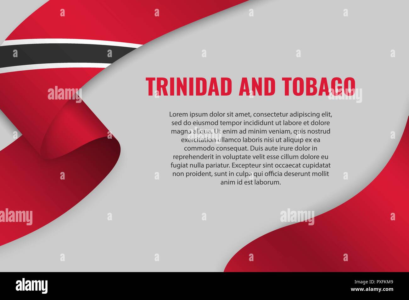 Waving ribbon or banner with flag of Trinidad and Tobago. Template for poster design Stock ...