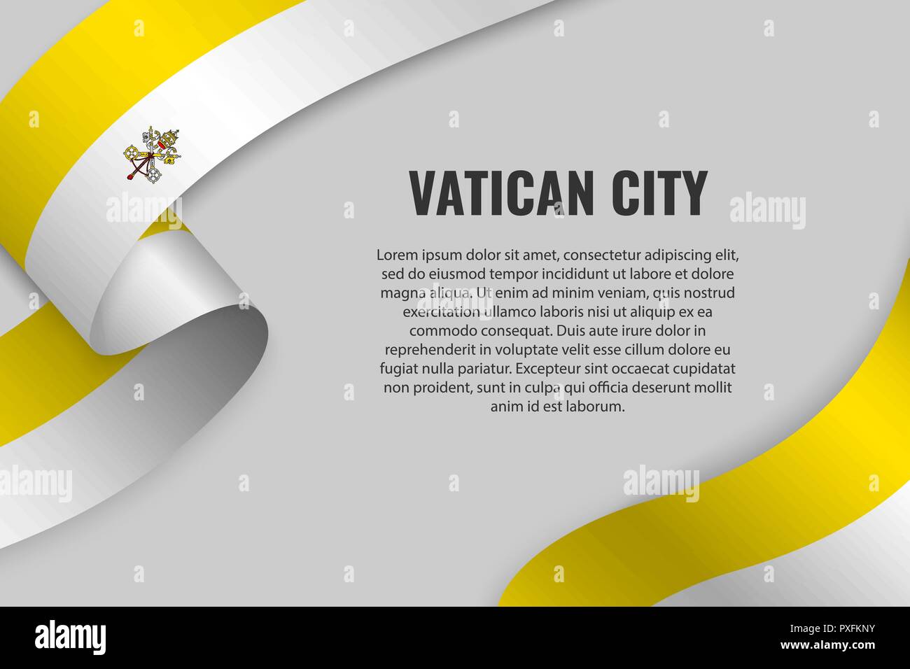 Waving ribbon or banner with flag of Vatican City. Template for poster ...