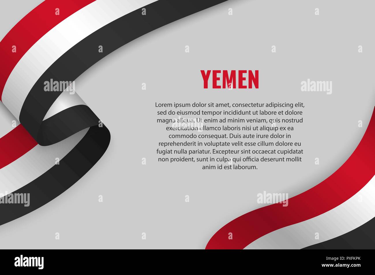 Waving ribbon or banner with flag of Yemen. Template for poster design ...