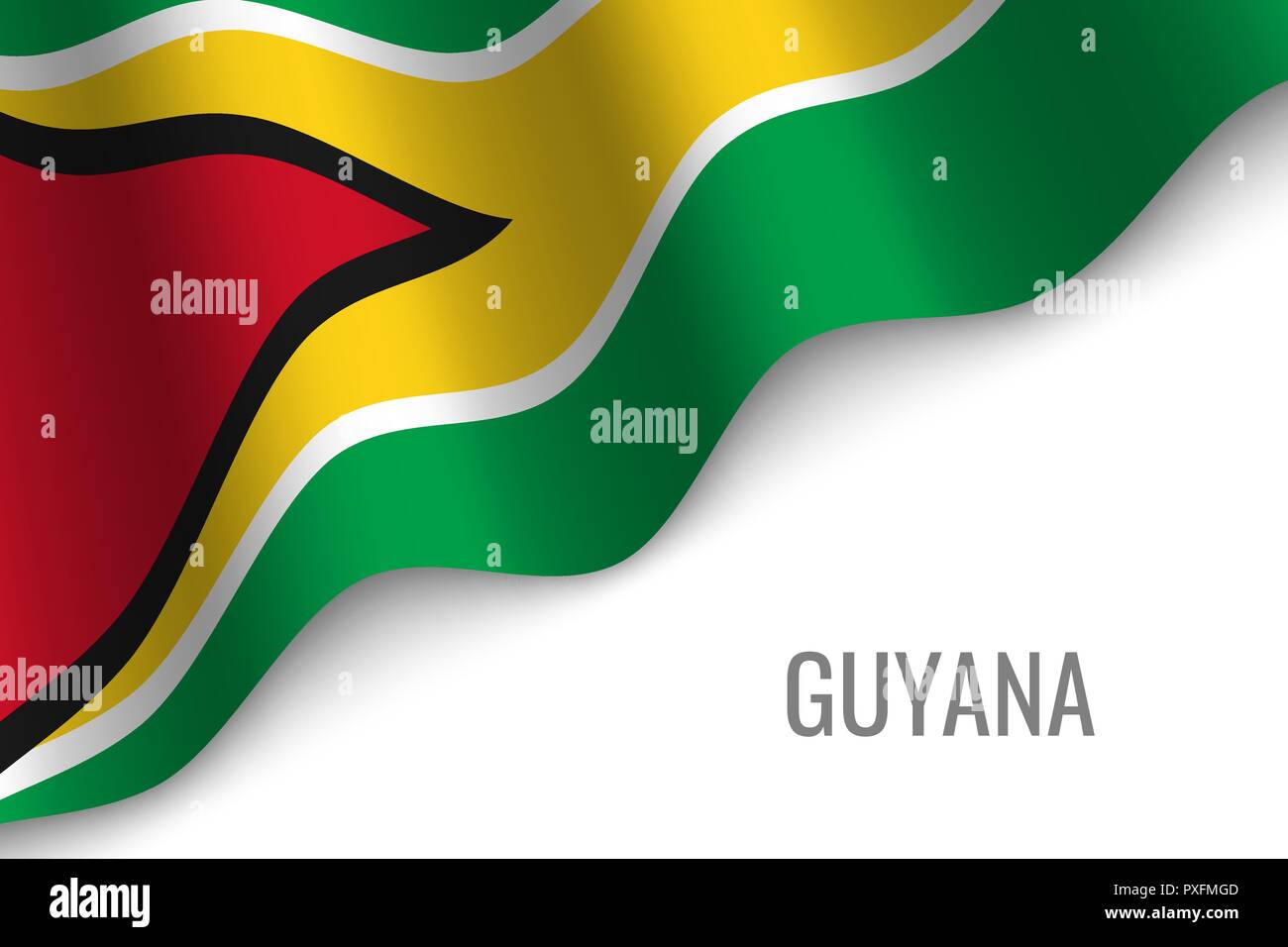 waving flag of Guyana with copyspace. Template for brochure. vector illustration Stock Vector ...