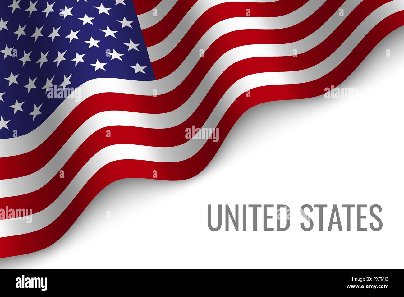 waving flag of United States with copyspace. Template for brochure ...
