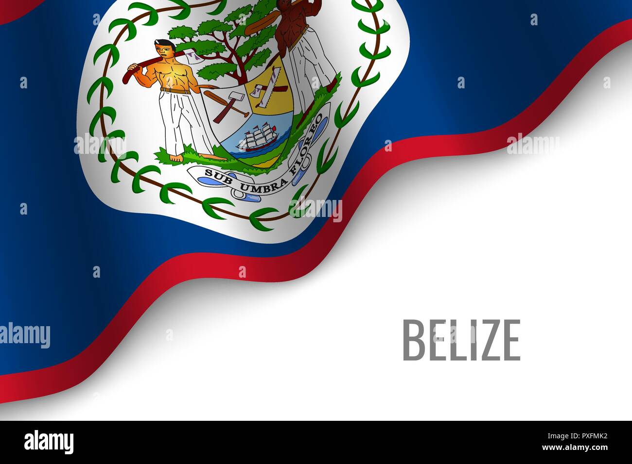 waving flag of Belize with copyspace. Template for brochure. vector ...