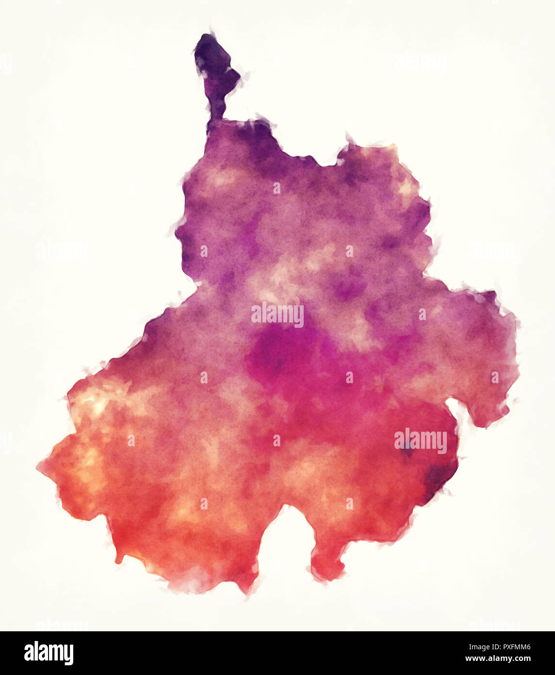 Santander department watercolor map of Colombia in front of a white ...