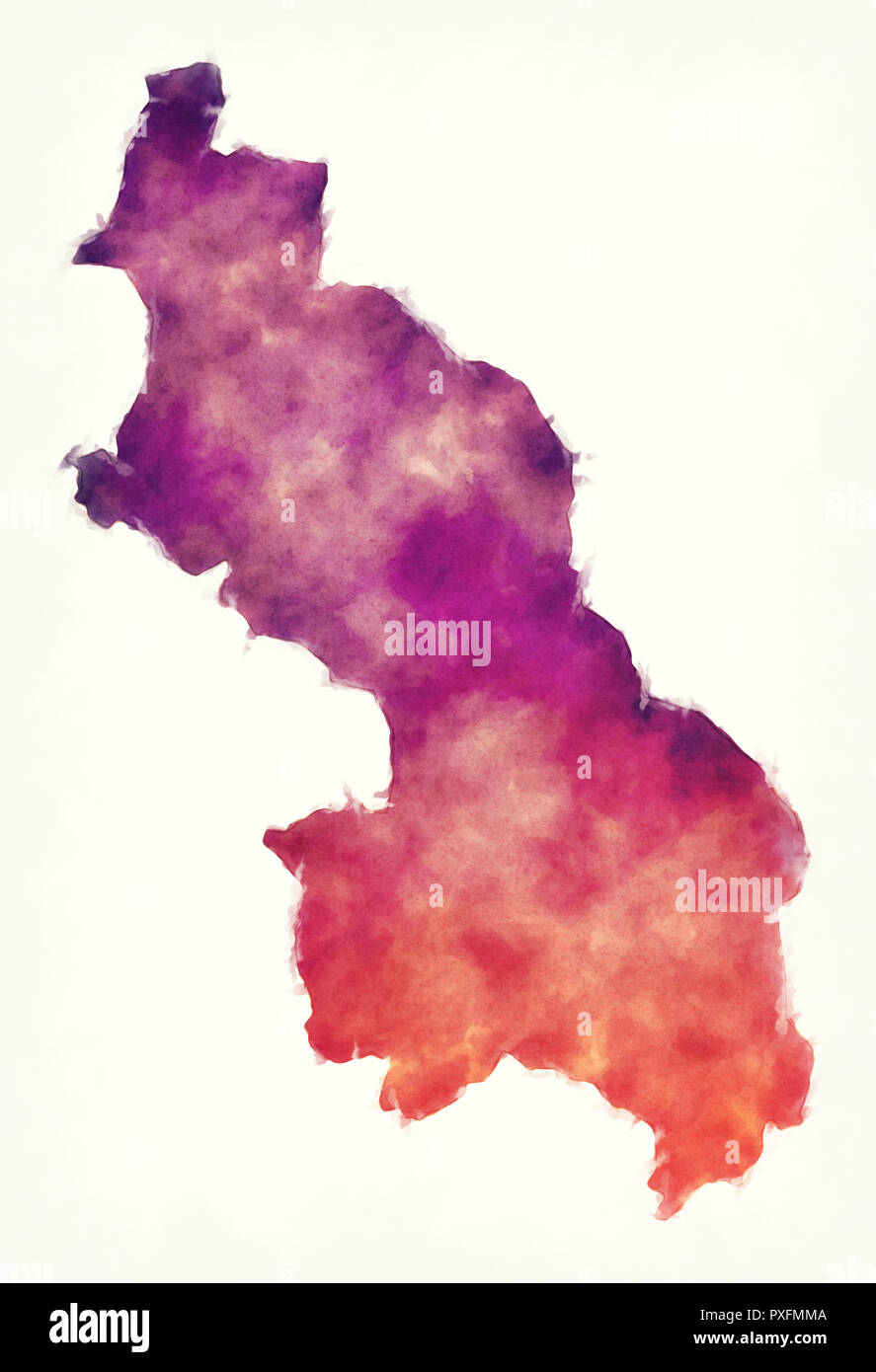 Sucre department watercolor map of Colombia in front of a white ...