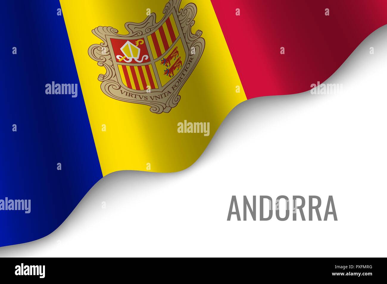 waving flag of Andorra with copyspace. Template for brochure. vector ...