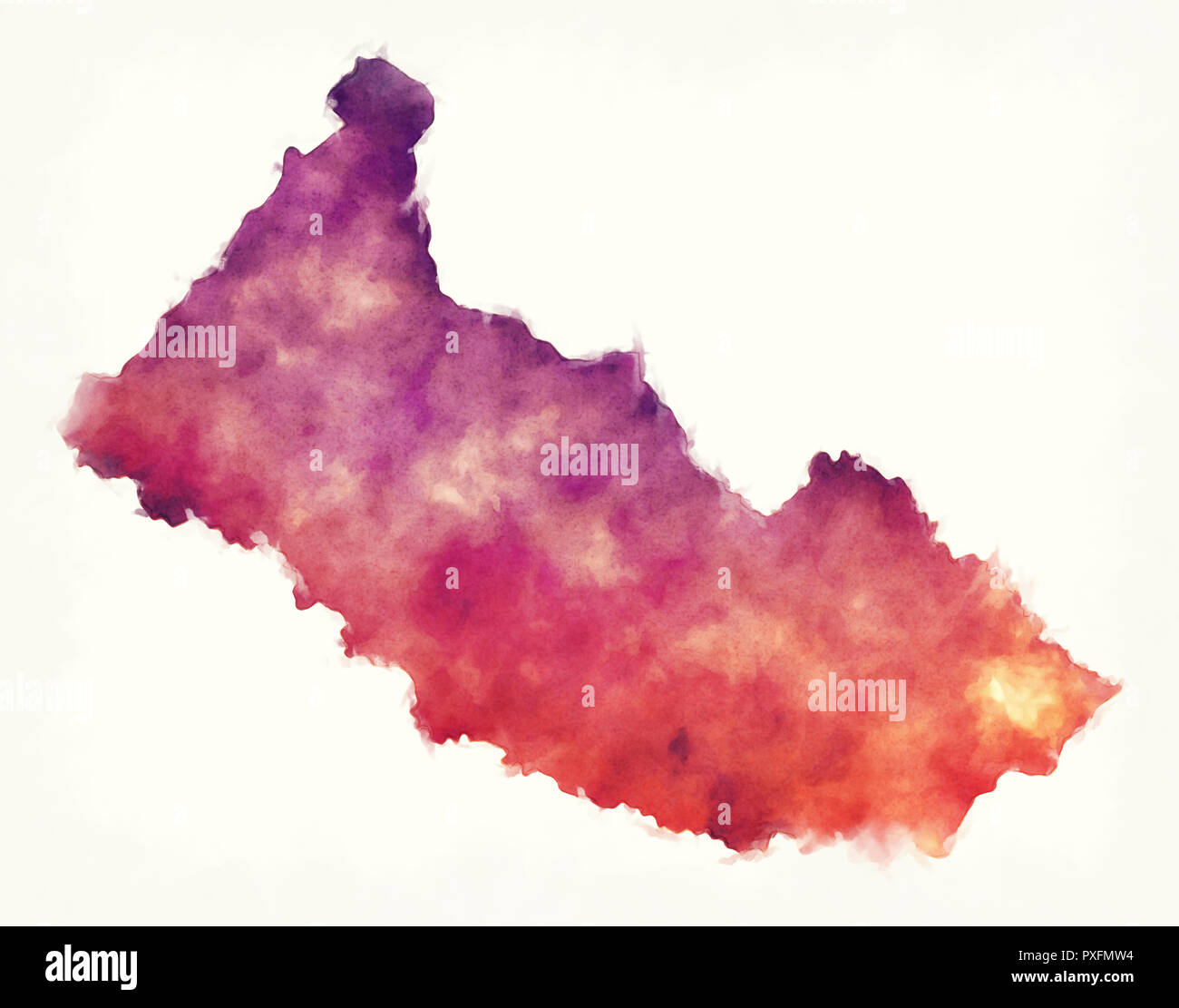 Caqueta department watercolor map of Colombia in front of a white ...