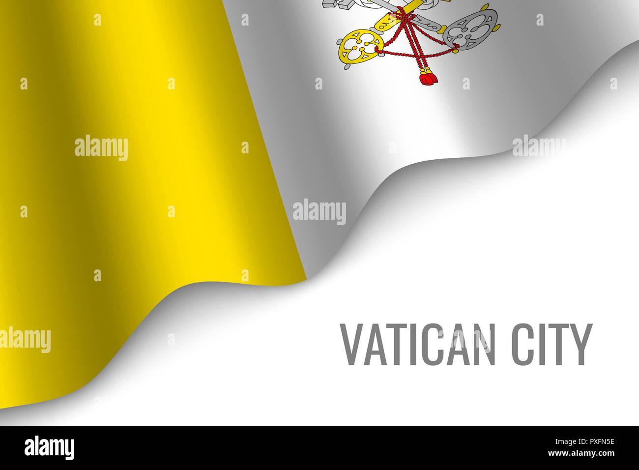 waving flag of Vatican City with copyspace. Template for brochure ...