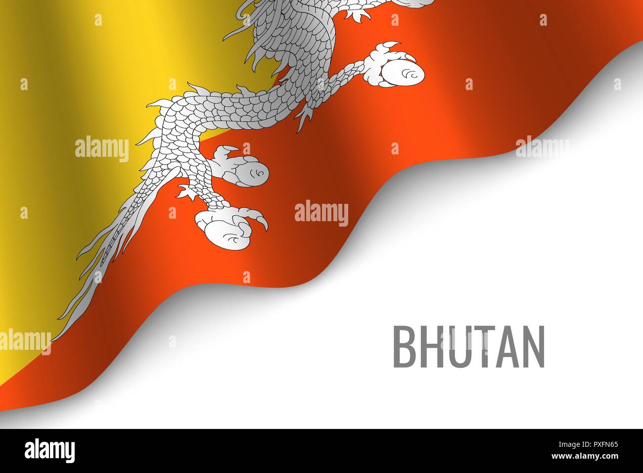 waving flag of Bhutan with copyspace. Template for brochure. vector ...