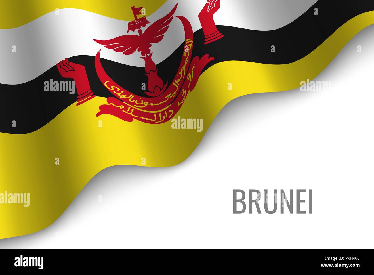waving flag of Brunei with copyspace. Template for brochure. vector ...
