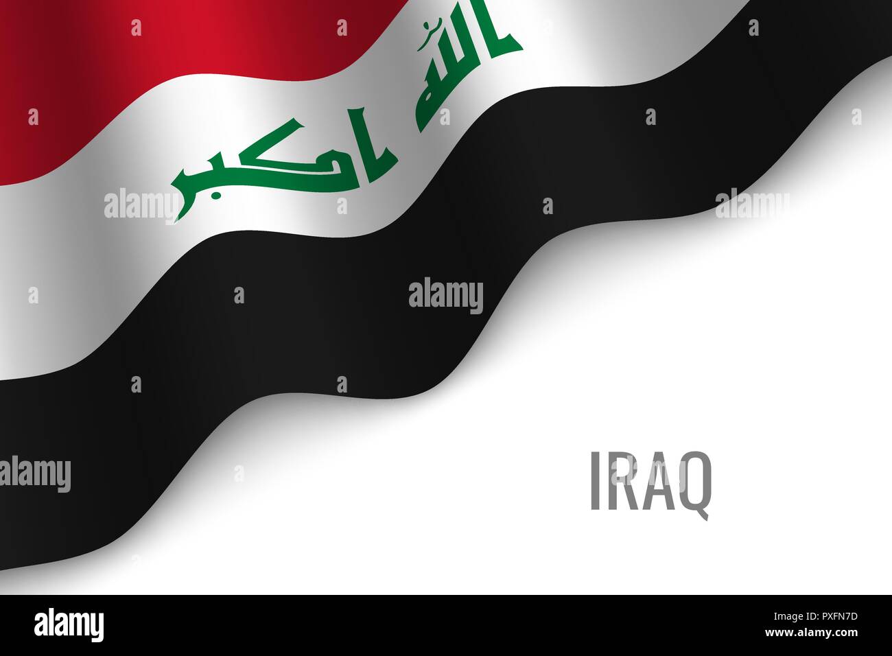 waving flag of Iraq with copyspace. Template for brochure. vector ...
