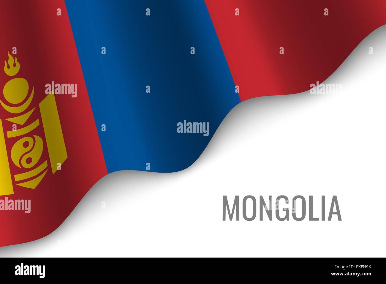 waving flag of Mongolia with copyspace. Template for brochure. vector ...