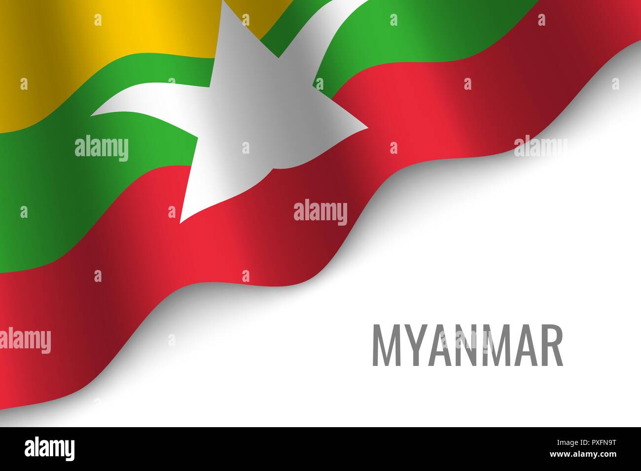 waving flag of Myanmar with copyspace. Template for brochure. vector ...