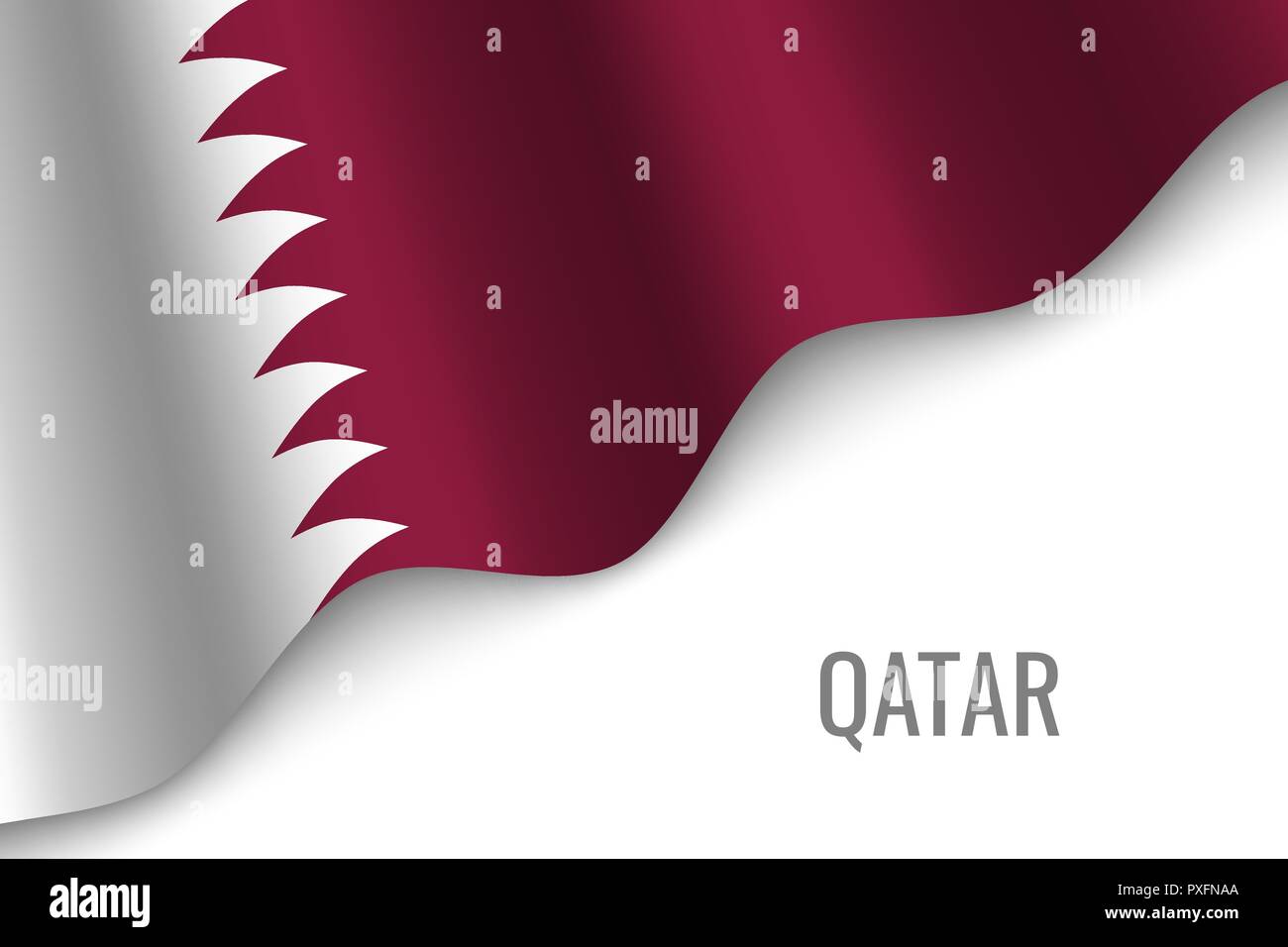 waving flag of Qatar with copyspace. Template for brochure. vector ...