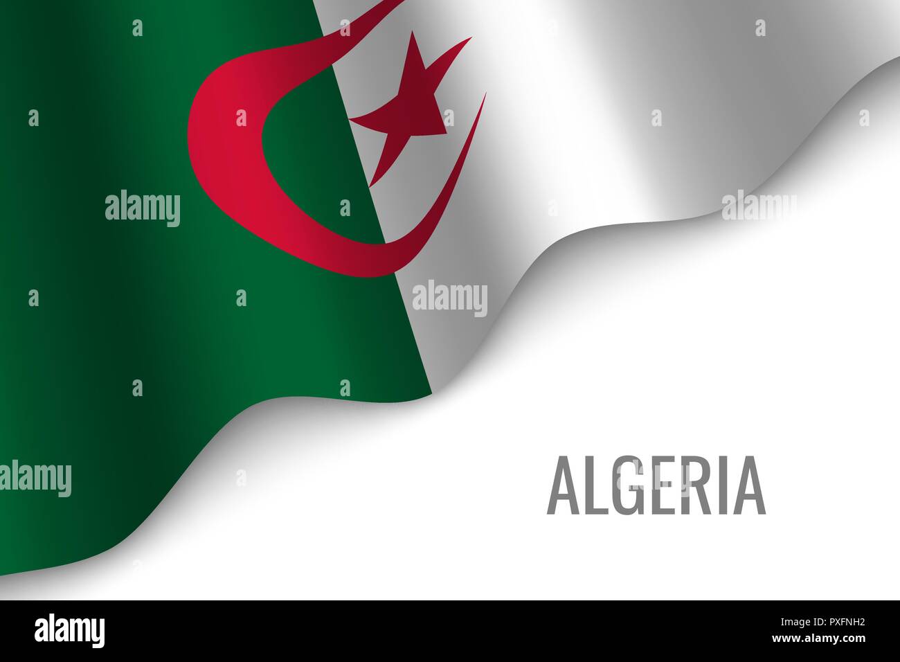 waving flag of Algeria with copyspace. Template for brochure. vector illustration Stock Vector ...