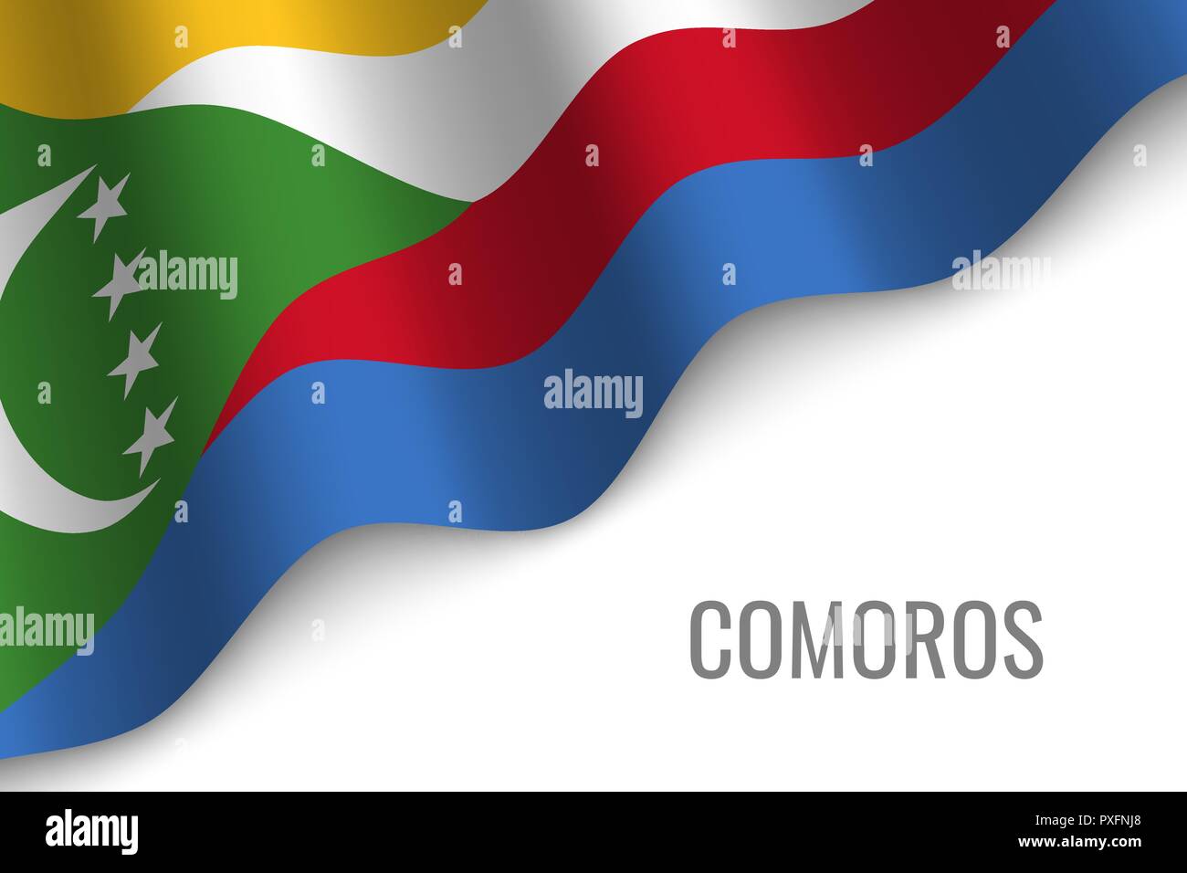 waving flag of Comoros with copyspace. Template for brochure. vector illustration Stock Vector ...
