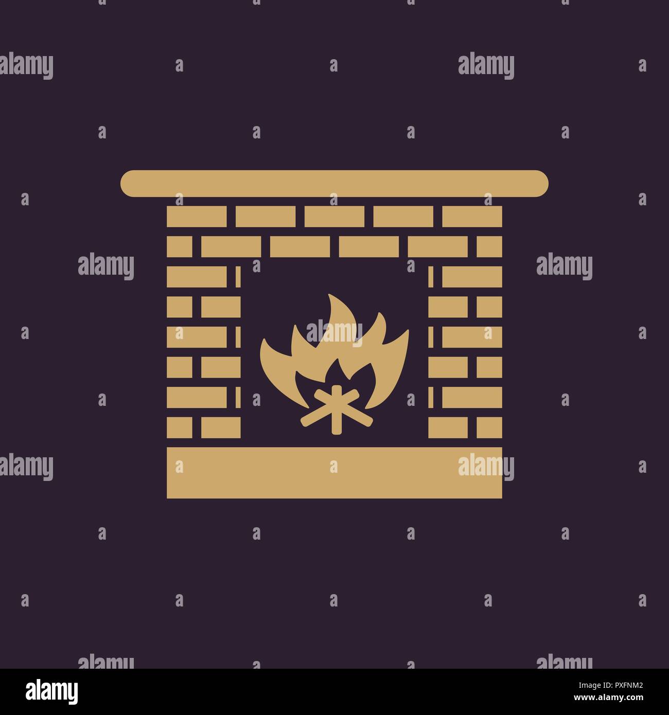 Fireplace icon. Hearth and chimney, fire, mantelpiece, heat symbol. Flat design. Stock - Vector ...