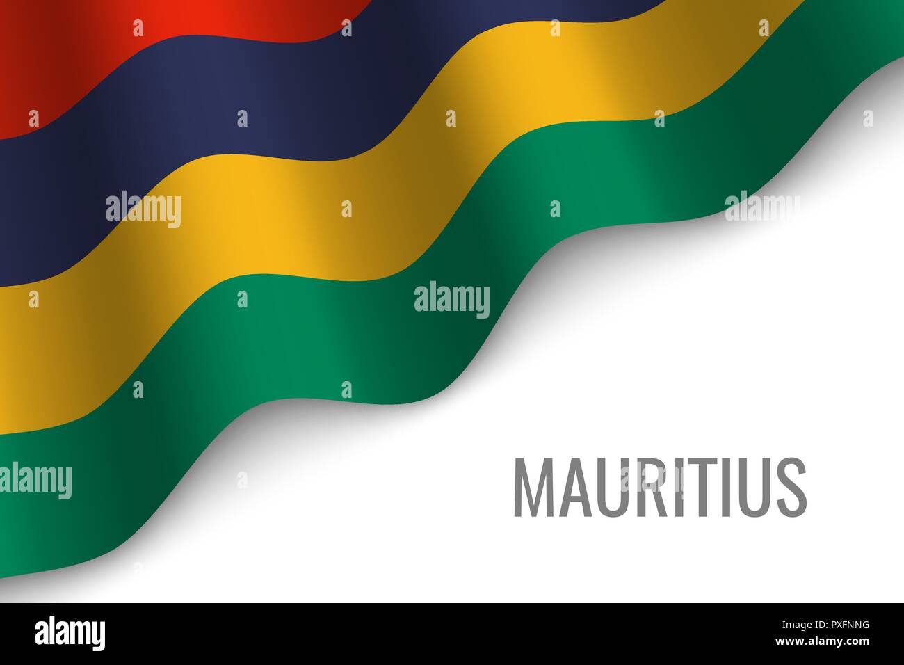 waving flag of Mauritius with copyspace. Template for brochure. vector ...