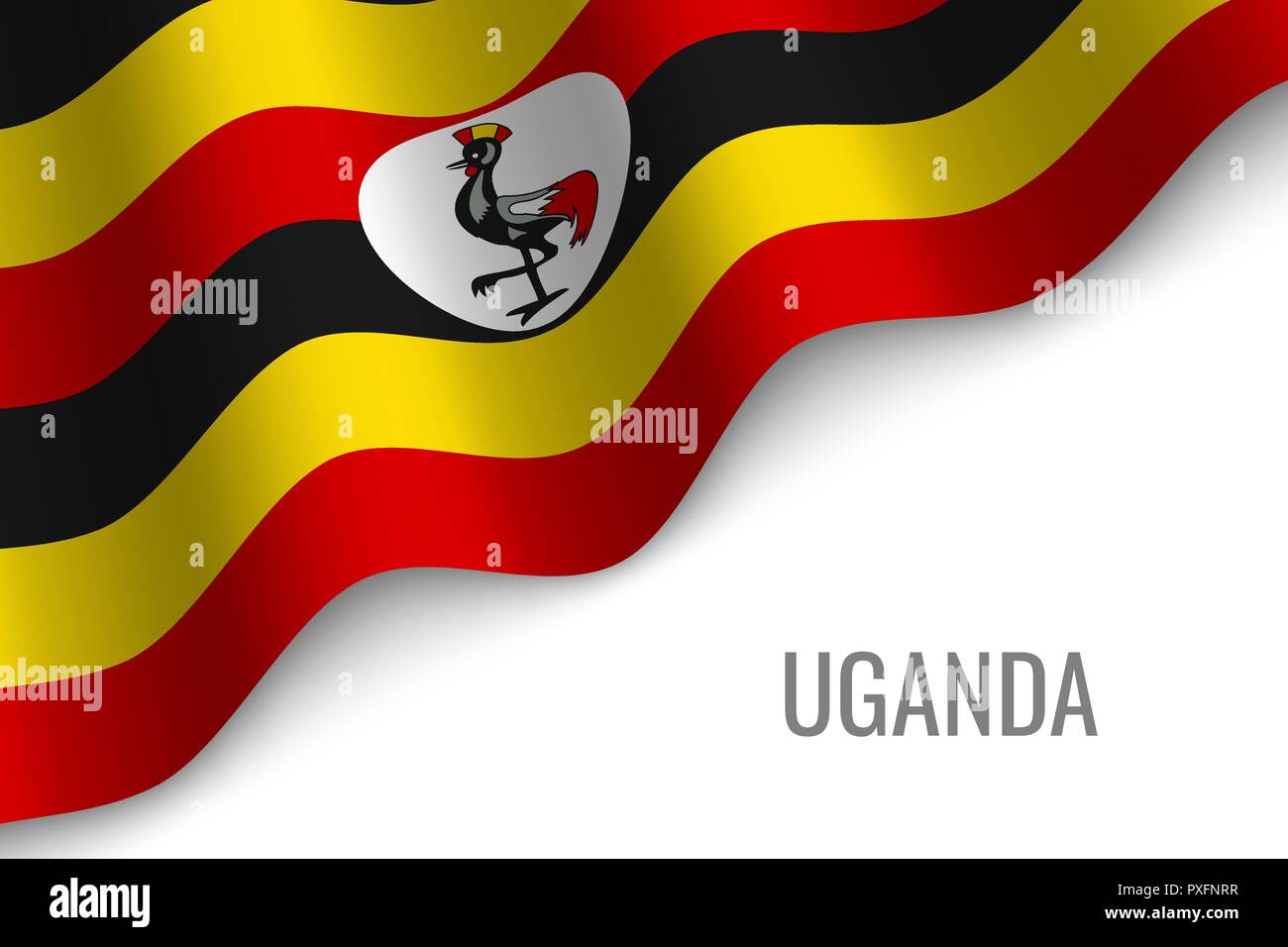 waving flag of Uganda with copyspace. Template for brochure. vector illustration Stock Vector ...