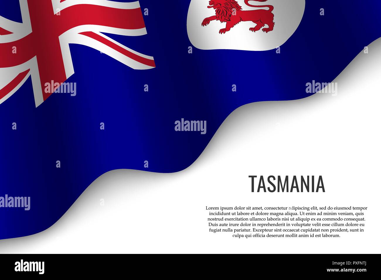 waving flag of Tasmania is a region of Australia on transparent ...