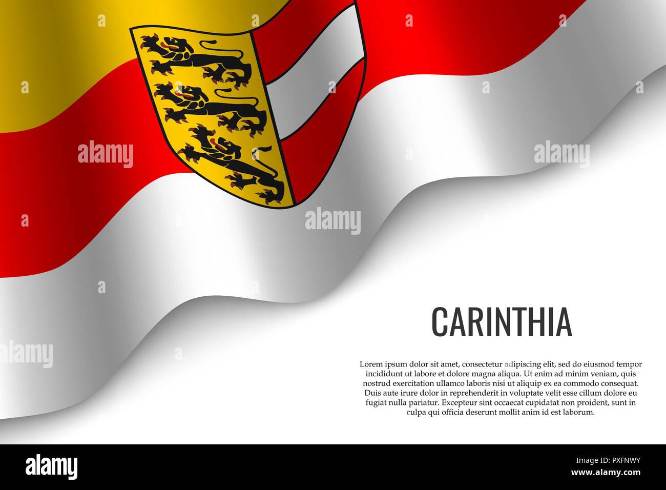 waving flag of Carinthia is a region of Austria on white background ...
