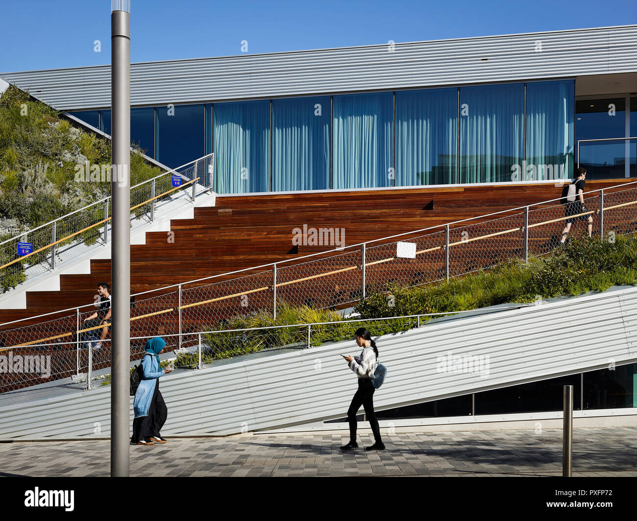 Building exterior and bleacher seating. Pridham Hall, Adelaide ...