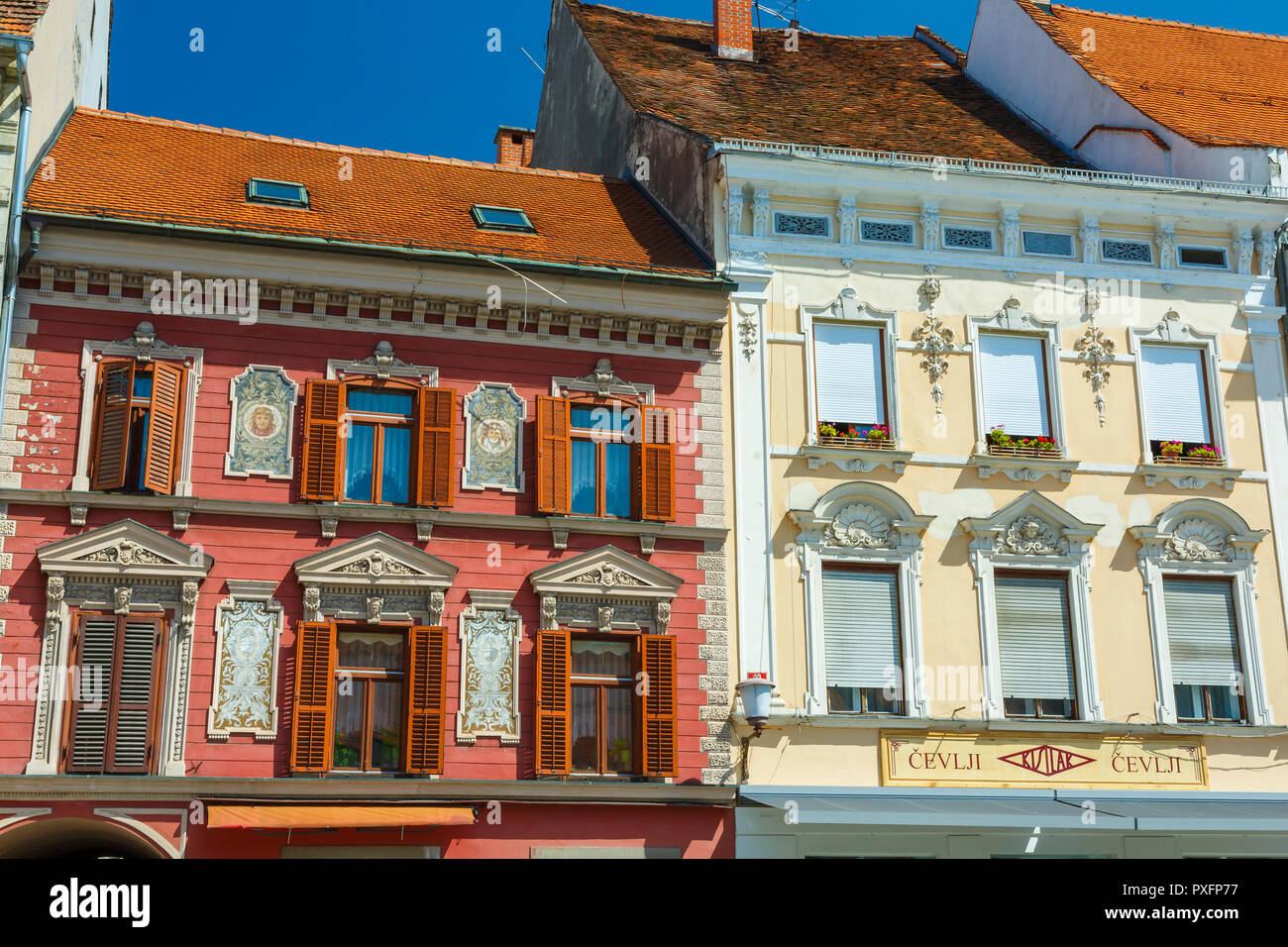 Building facade at Main Square (Travni Trg Stock Photo - Alamy