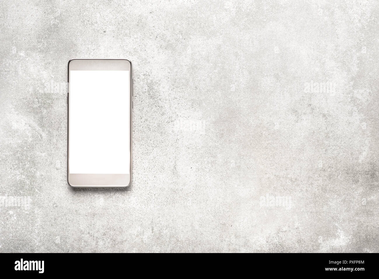 Modern smart phone with white screen, mockup Stock Photo - Alamy