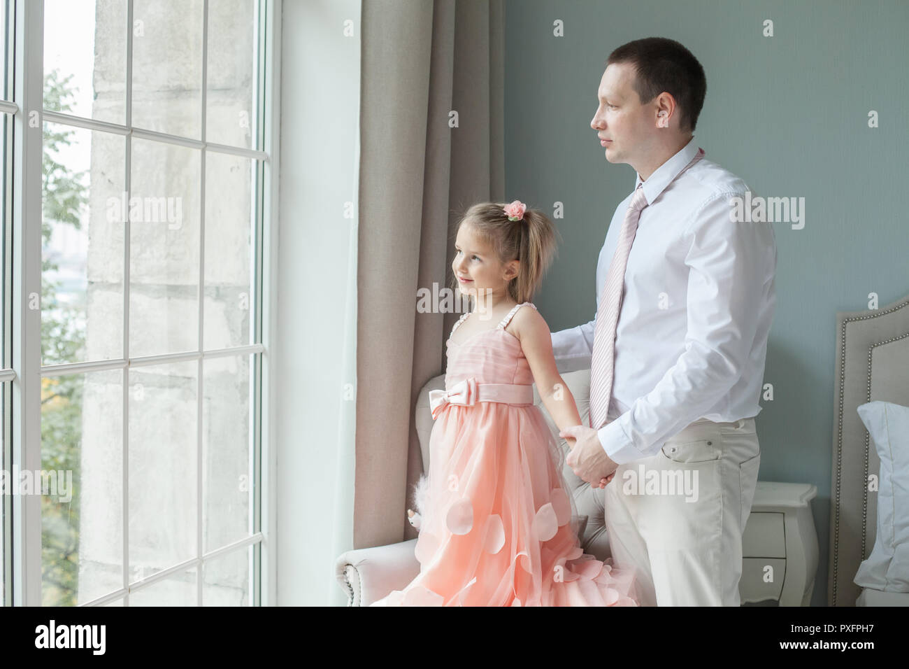 Father and daughter at home Stock Photo - Alamy