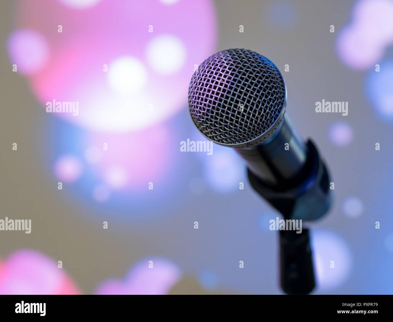 Wireless mic on stage close up Stock Photo - Alamy
