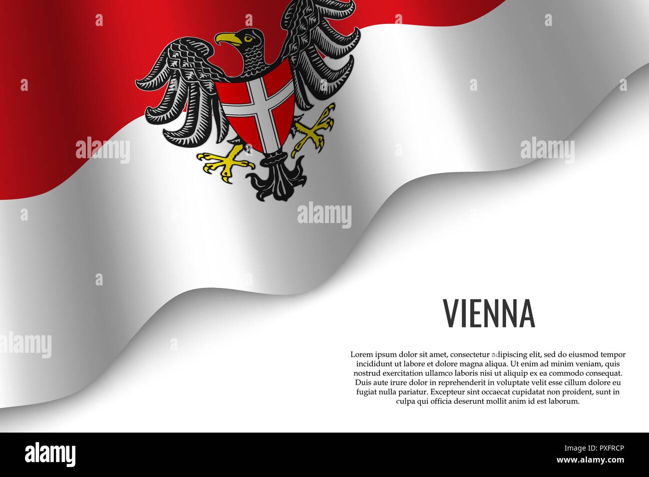 waving flag of Vienna is a region of Austria on white background ...
