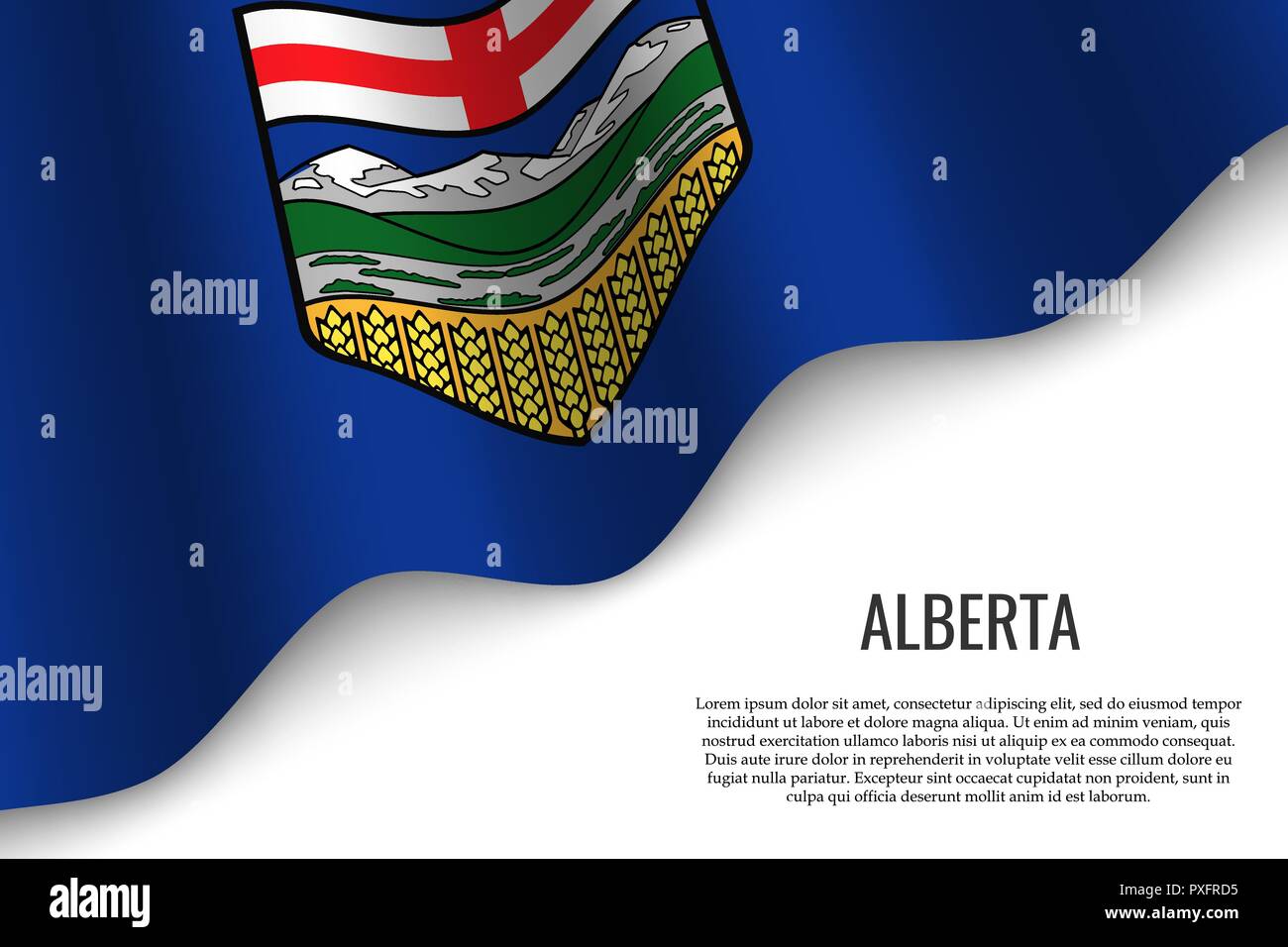 waving flag of Alberta is a region of Canada on transparent background ...
