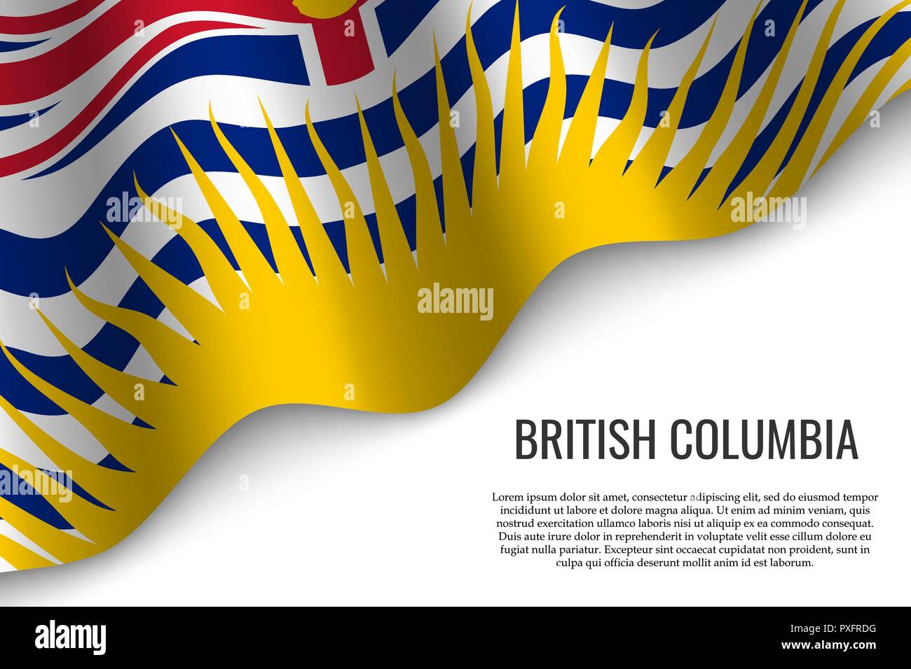 waving flag of British Columbia is a region of Canada on transparent ...