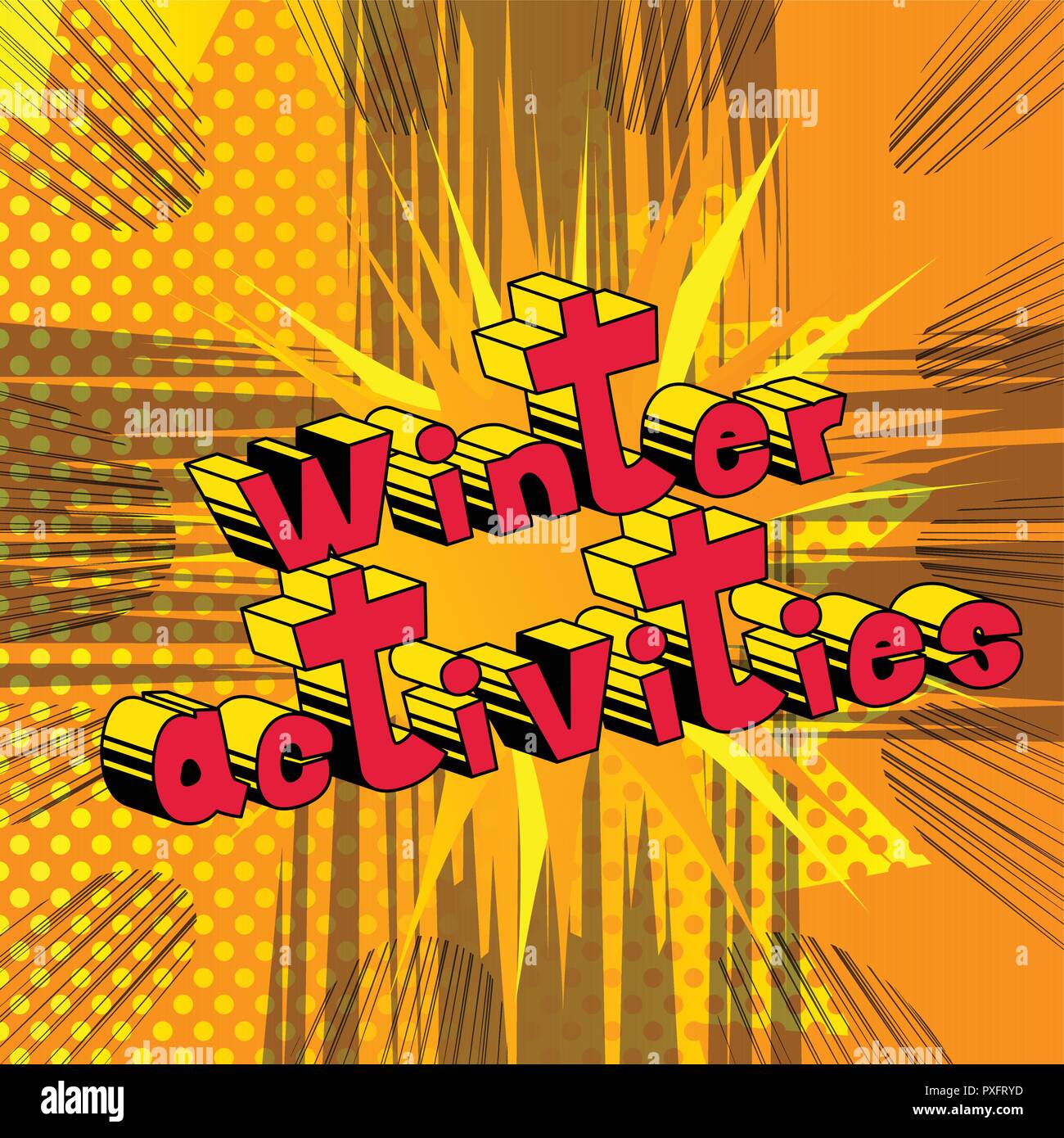 Winter Activities - Vector illustrated comic book style phrase Stock ...