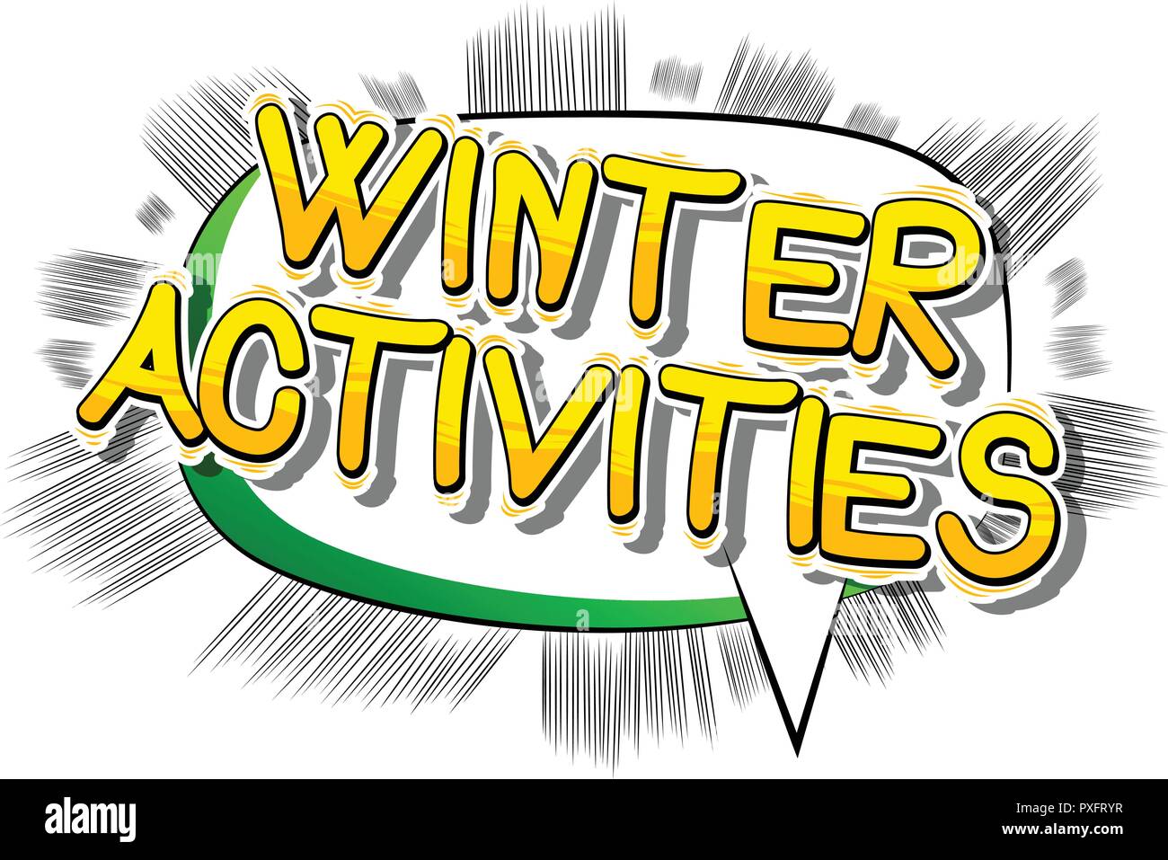 Winter Activities - Vector illustrated comic book style phrase Stock ...