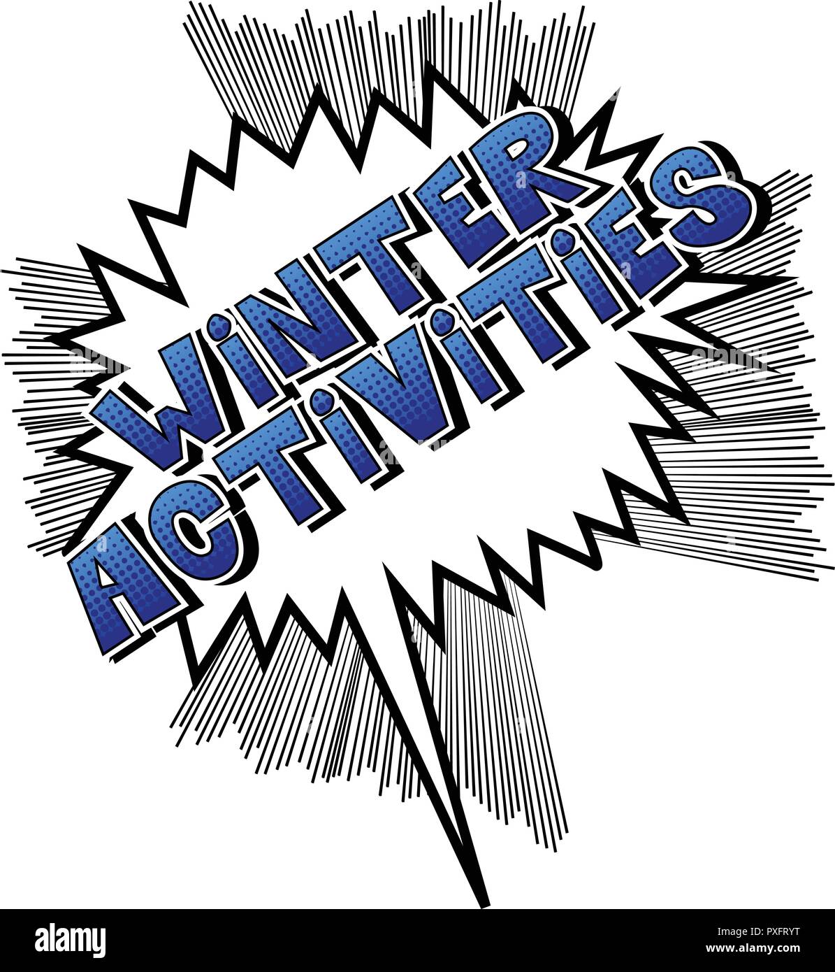 Winter Activities - Vector illustrated comic book style phrase Stock ...