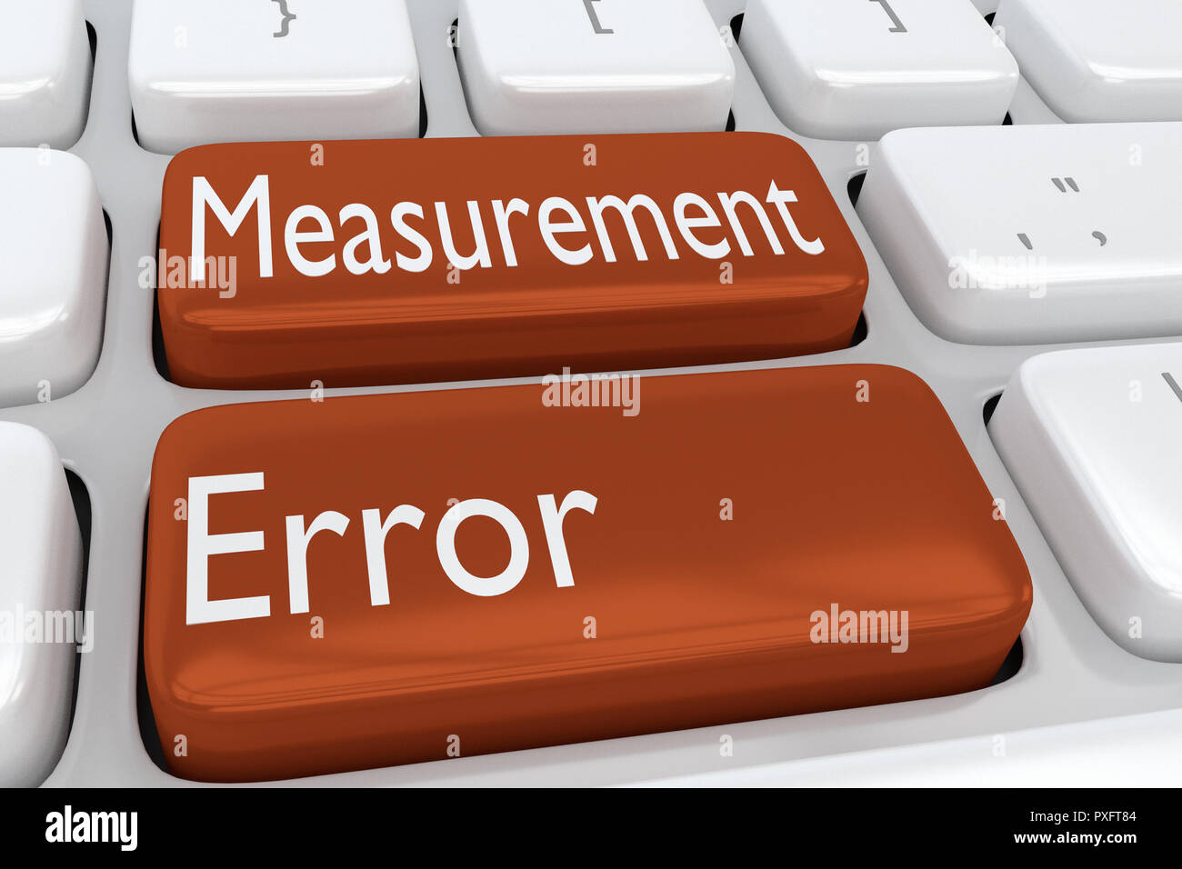 3d Illustration Of Computer Keyboard With The Script Measurement Error On Two Adjacent Buttons