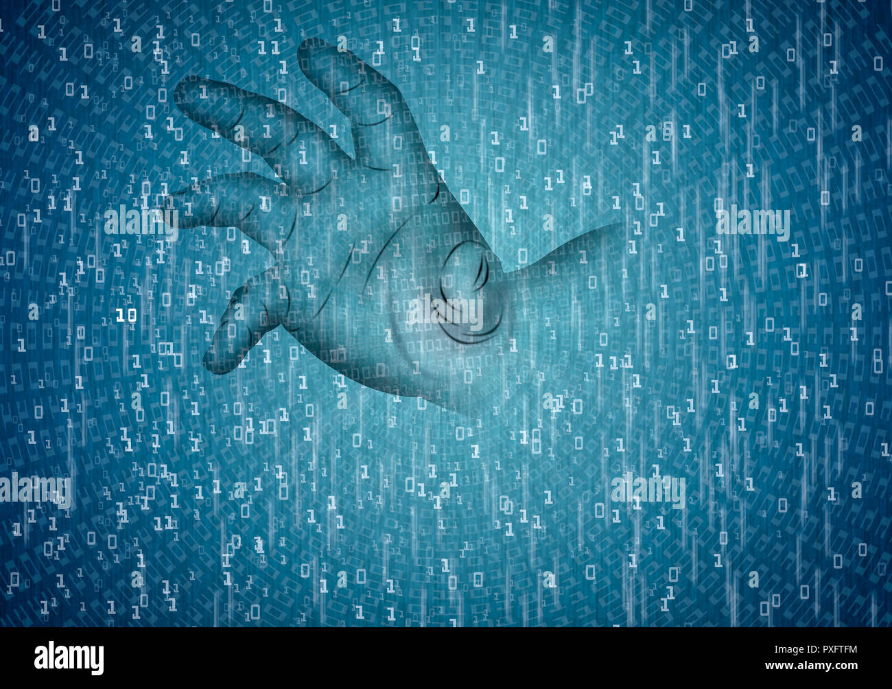 hand reaching from network, illustration hand reaching to hack ...