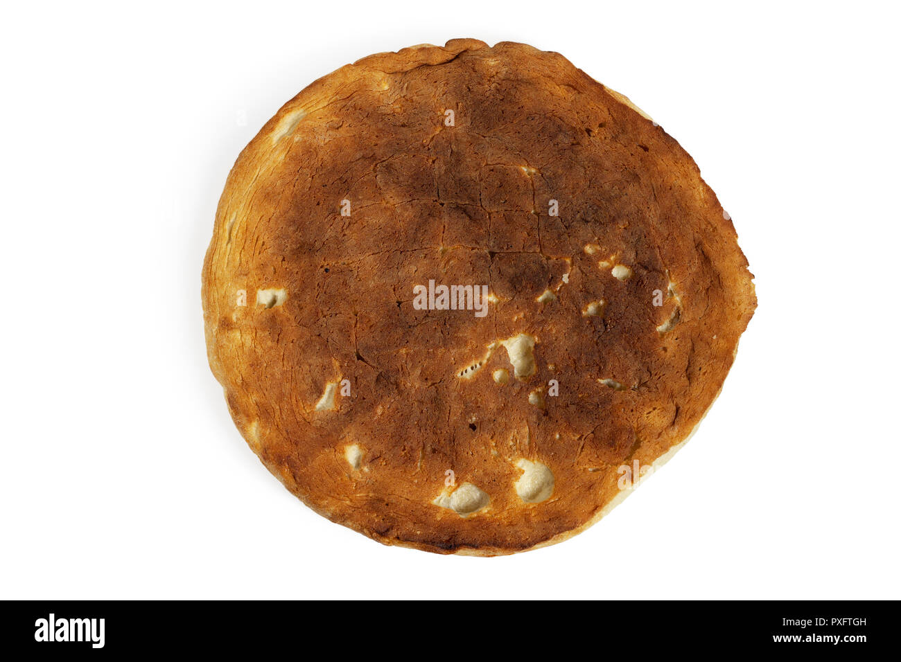 Round pita bread. Close-up. Isolated on white background Stock Photo ...