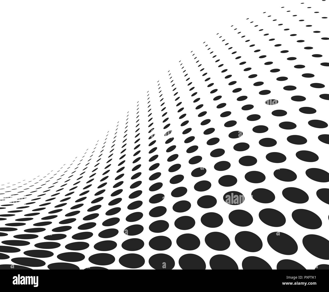 abstract dotted wavy surface. spotted halftone vector background Stock ...