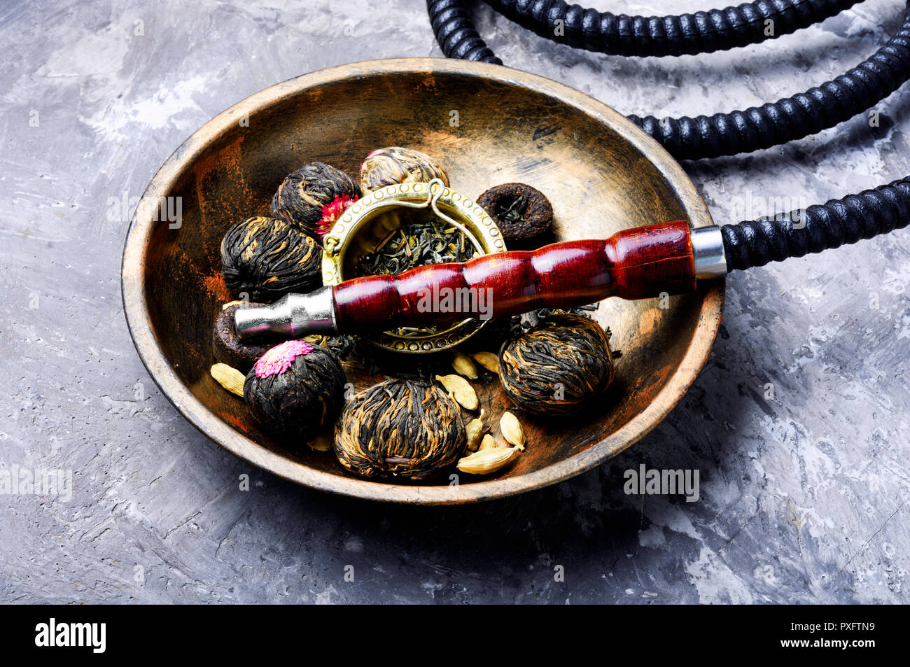 Turkish shisha hookah with aroma tea for relax.Shisha and tea Stock ...