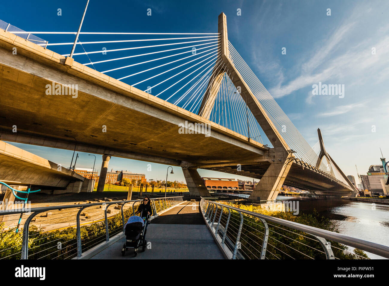 Paul Revere Park Leonard P. Zakim Bunker Hill Memorial Bridge Boston ...