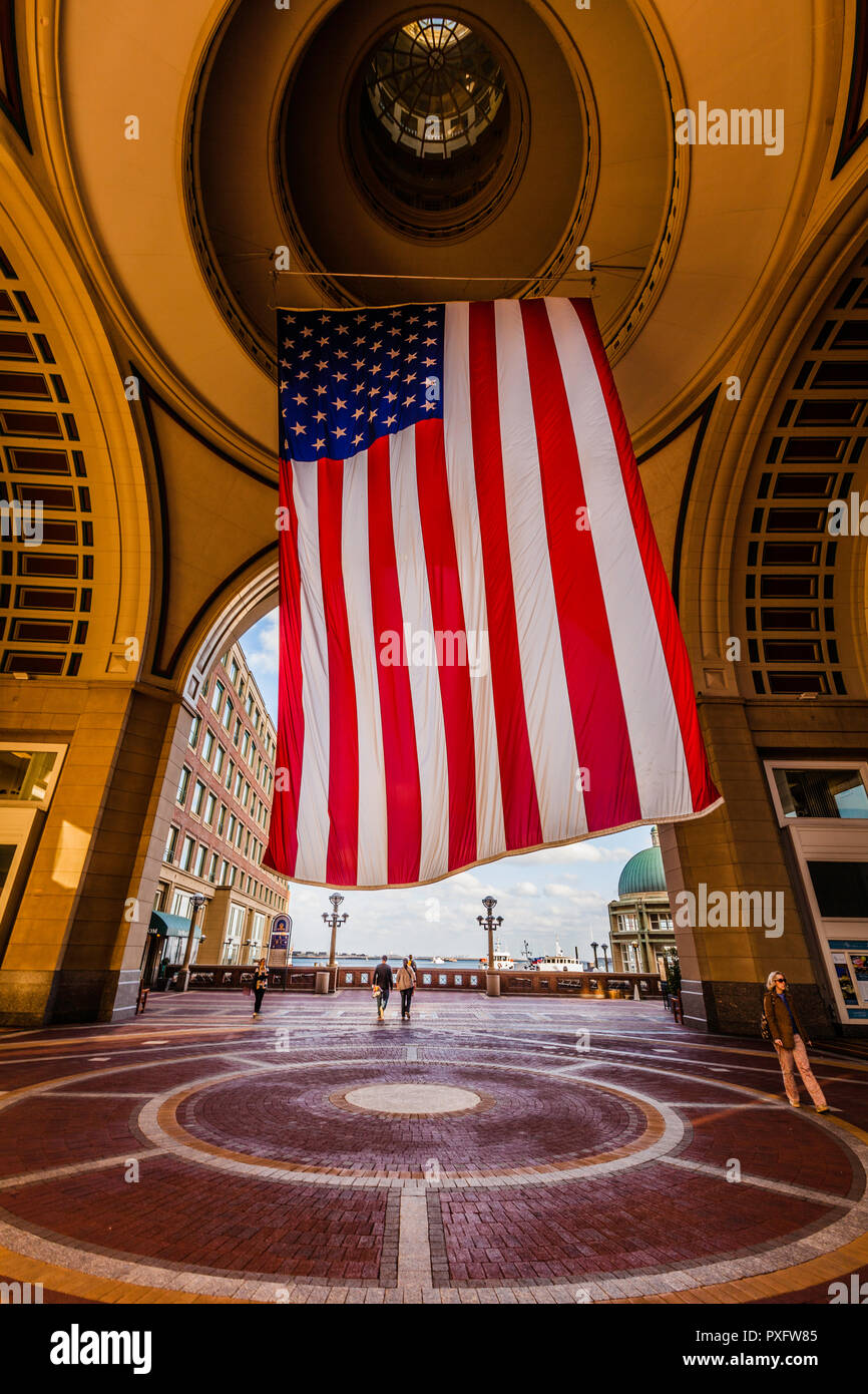 American Flag Boston Harbor Hotel Boston, Massachusetts, USA Stock ...