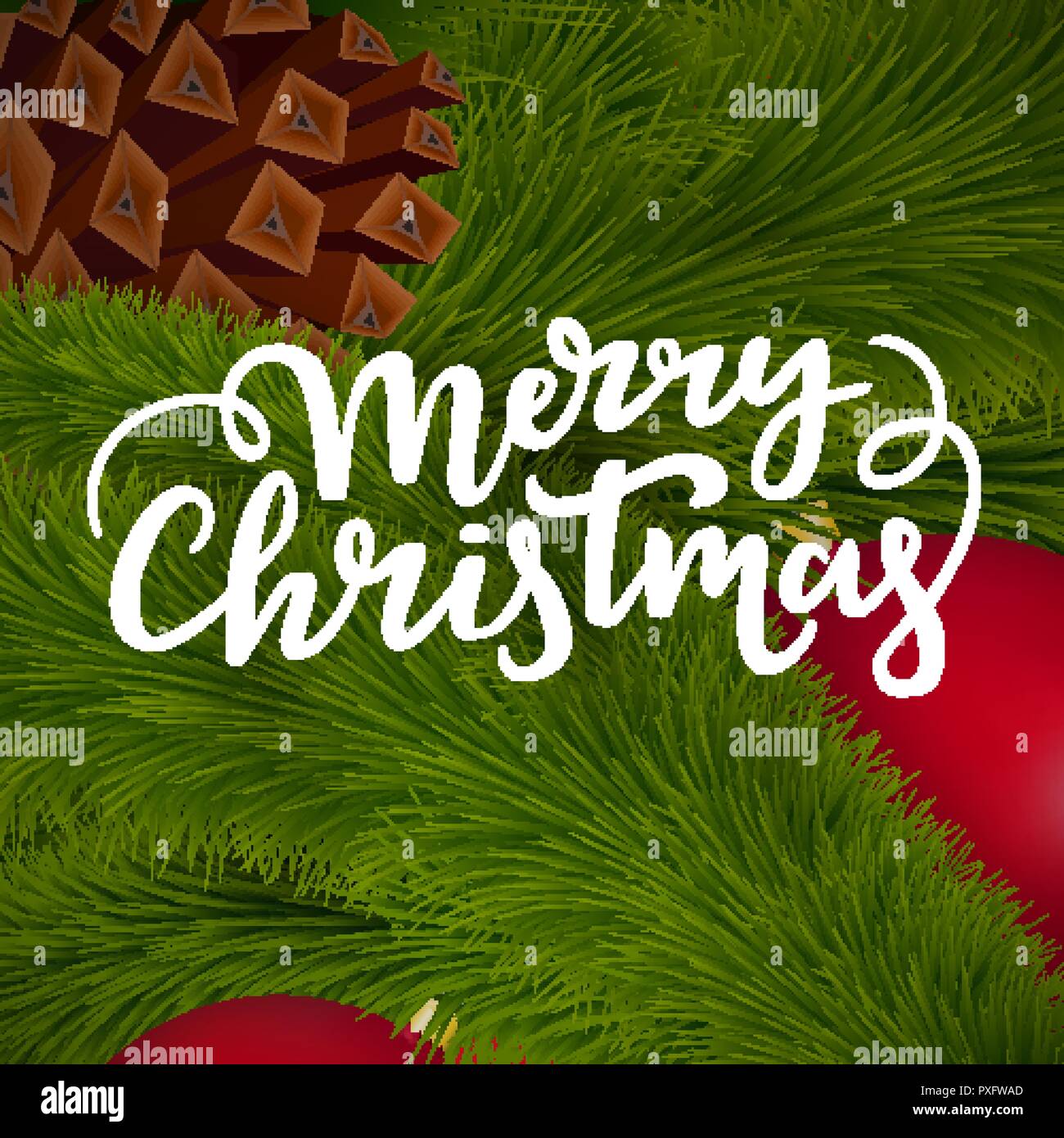 Christmas greeting card design with festive hand lettering Stock Vector ...