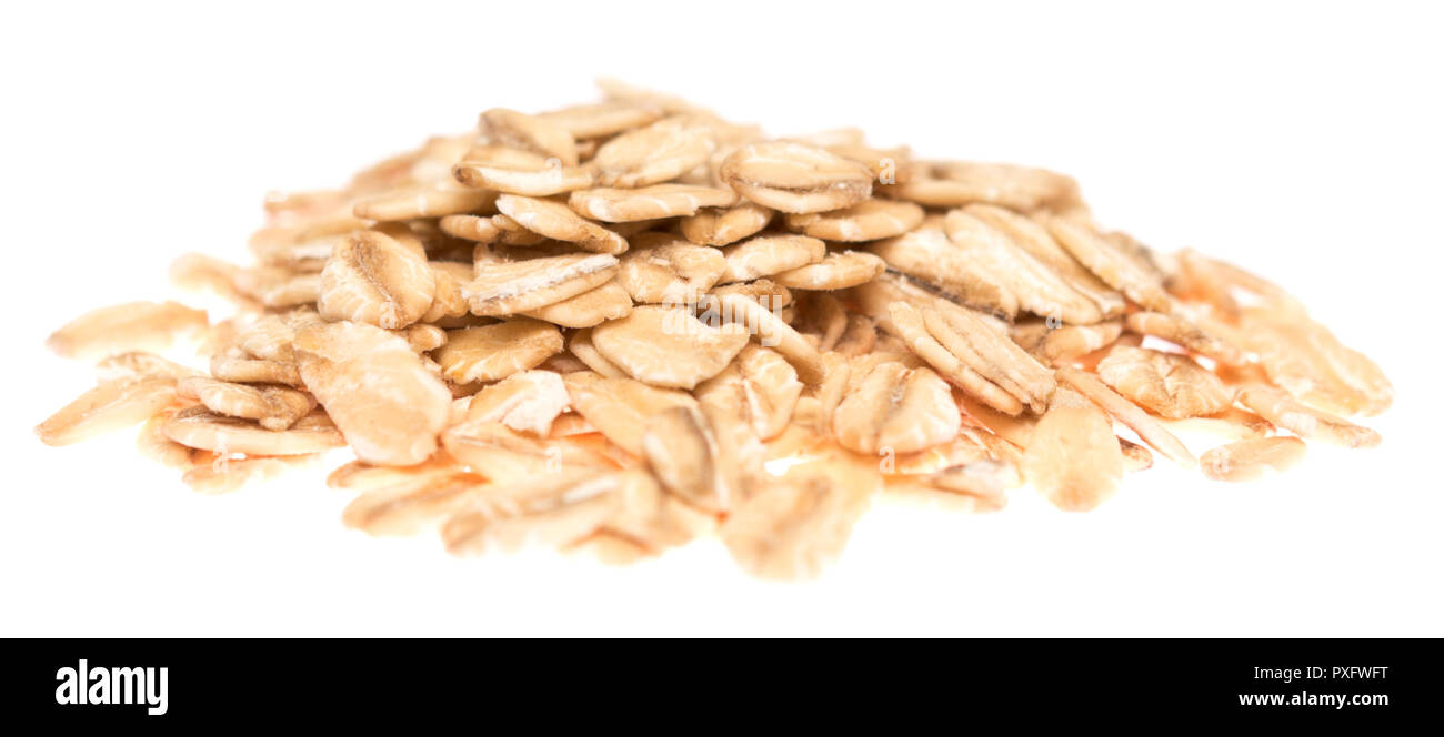Oat flakes isolated on white background Stock Photo - Alamy