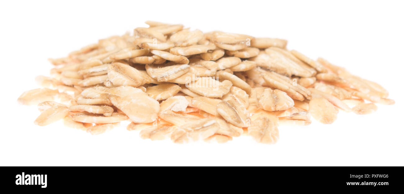 Oat flakes isolated on white background Stock Photo - Alamy