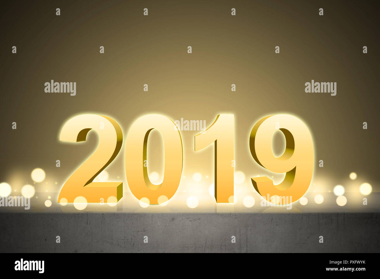 2019 number standing over bright background. Happy New Year 2019 Stock ...