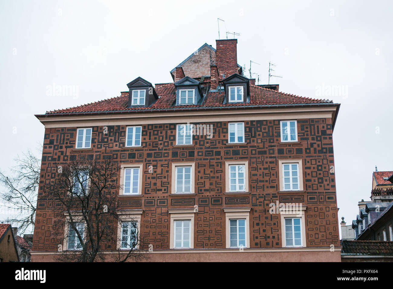 Traditional residential building in Warsaw in Poland Stock Photo - Alamy
