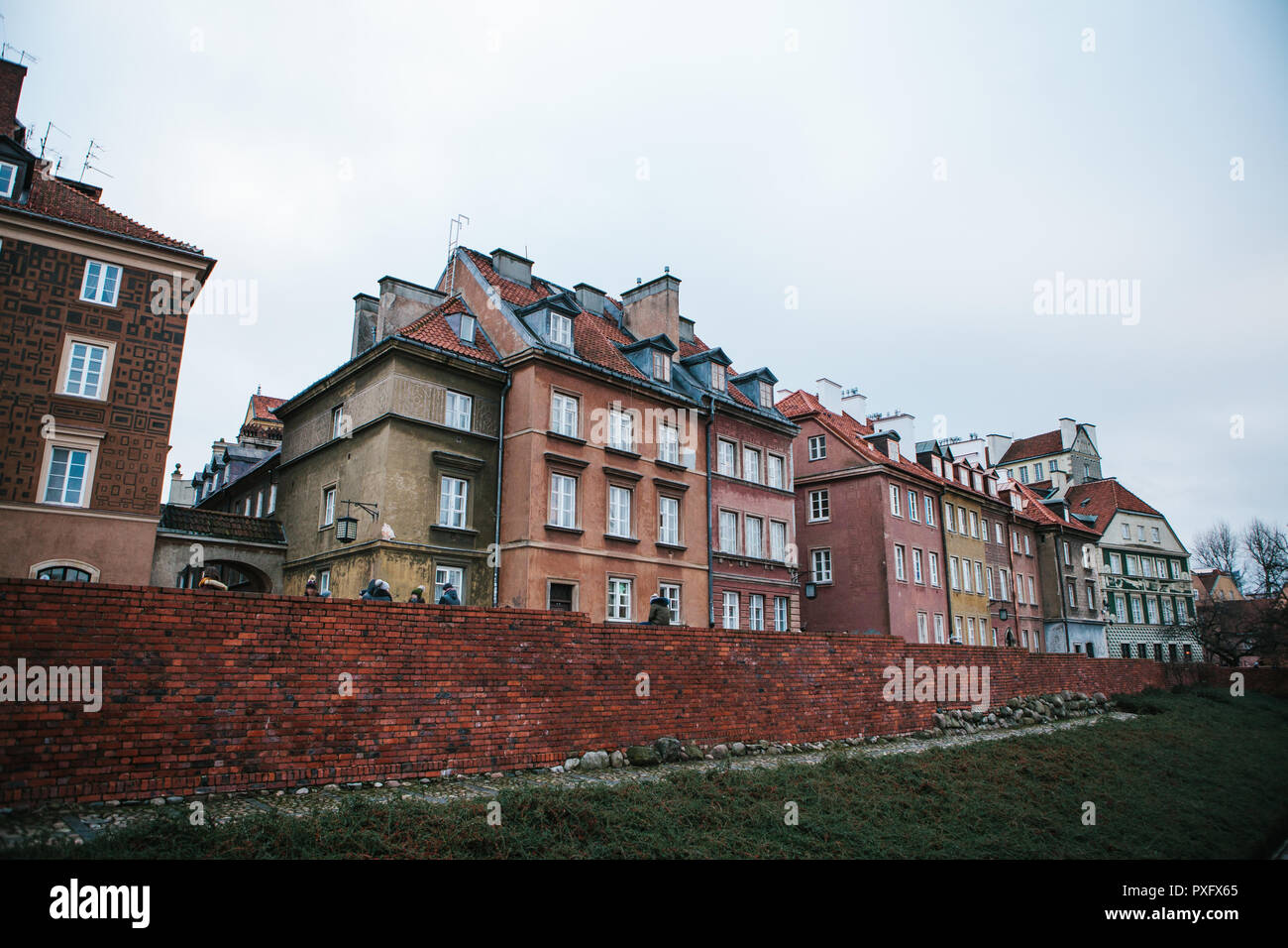Ordinary traditional residential buildings in Warsaw in Poland Stock ...