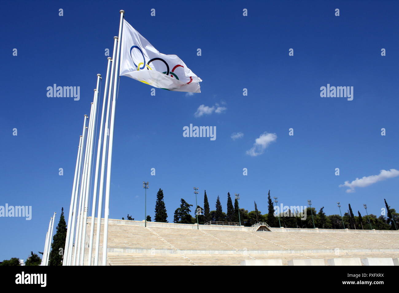 Pnathenaic Stadium or Kallimarmaro in Athens, Greece. It is completely ...