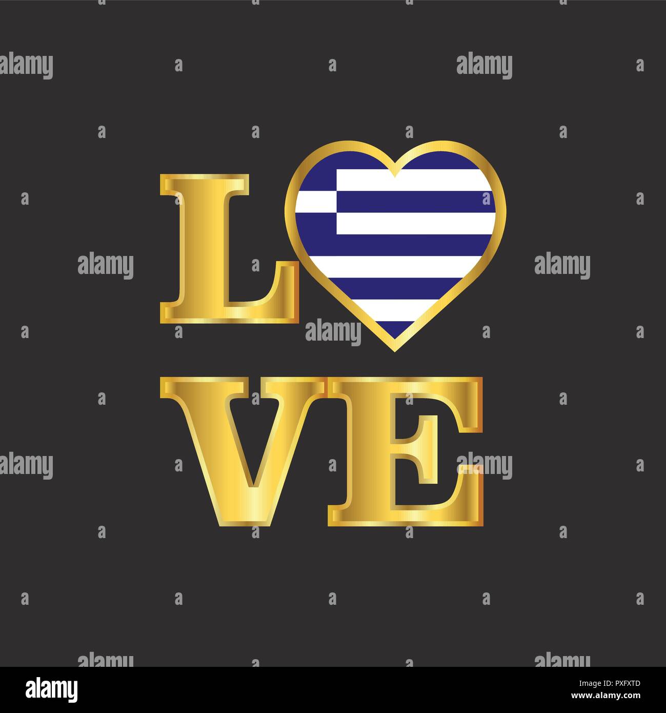 Love typography Greece flag design vector Gold lettering Stock Vector ...